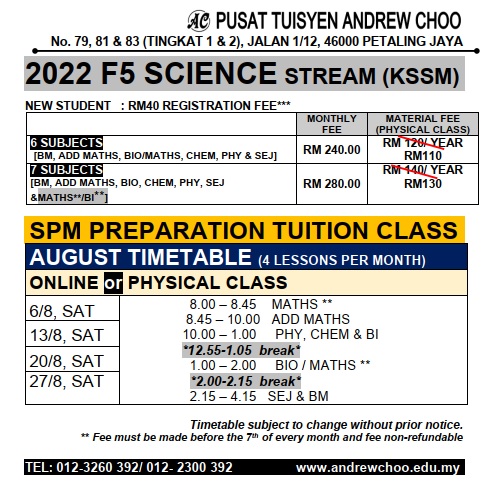 2021 JADUAL WAKTU (Tuition / Holiday Programme) @ PETALING JAYA By ...